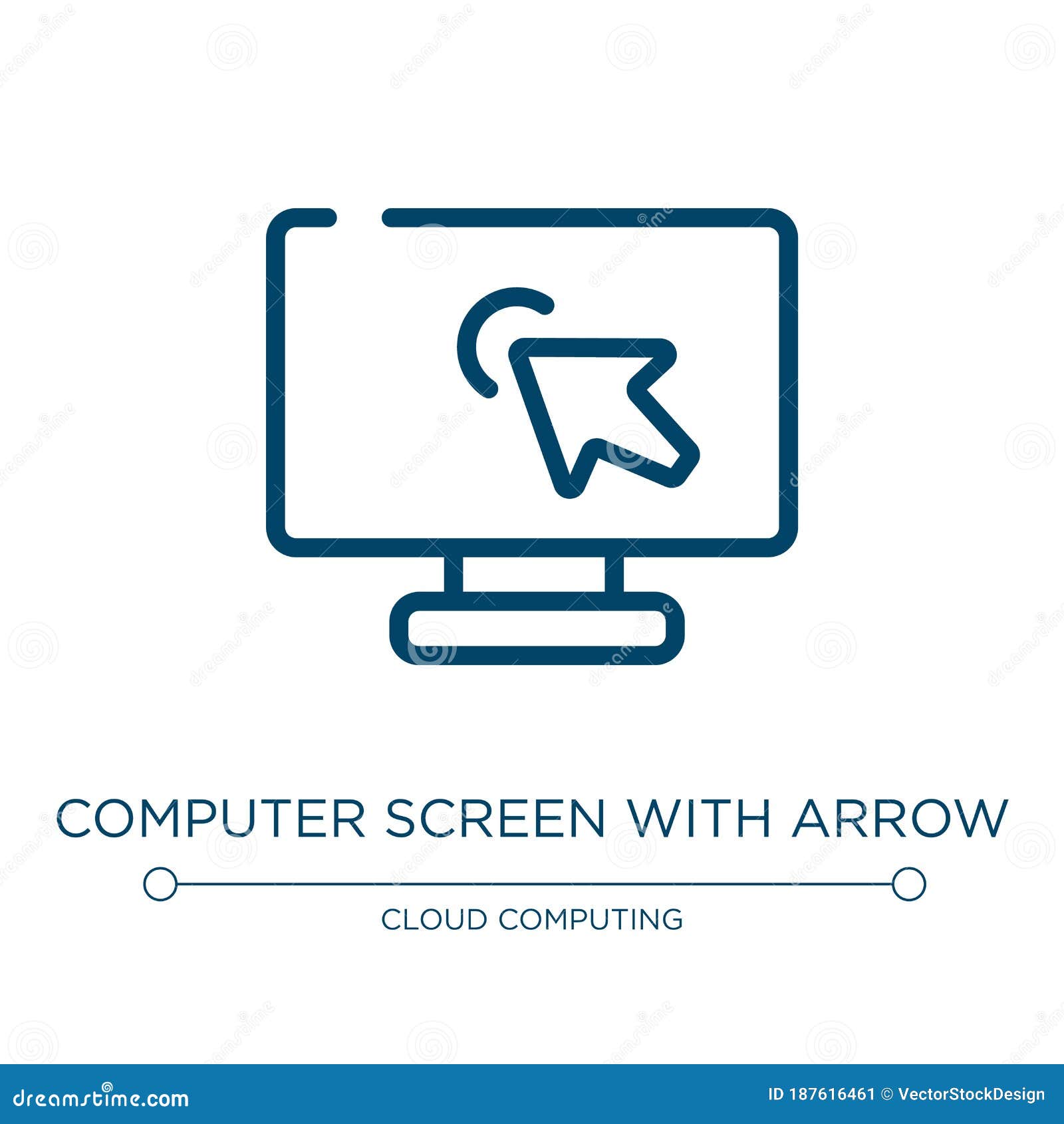 Computer Screen with Arrow Icon. Linear Vector Illustration from ...