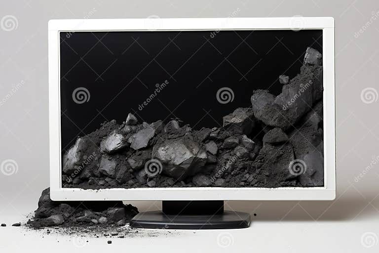 Computer Screen with Black Coal on it Stock Photo - Image of resources ...