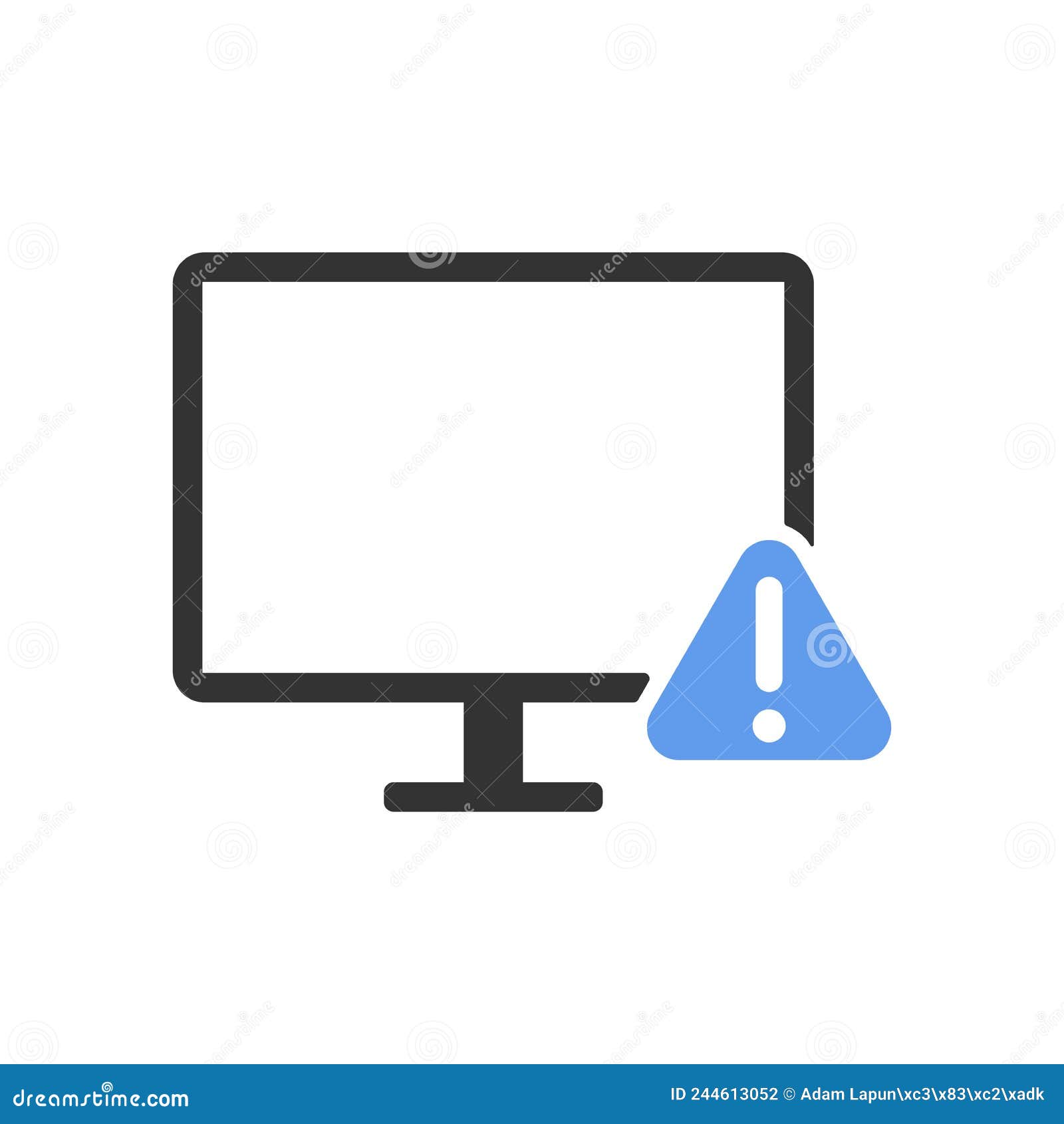 Computer Screen Blue Warning Sign Vector Icon Stock Vector ...