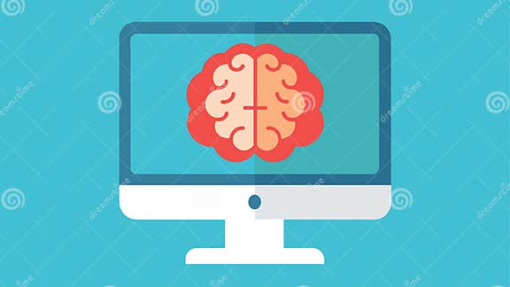 A Computer Screen with a Brain Symbol on it Representing CBT As a Tool ...