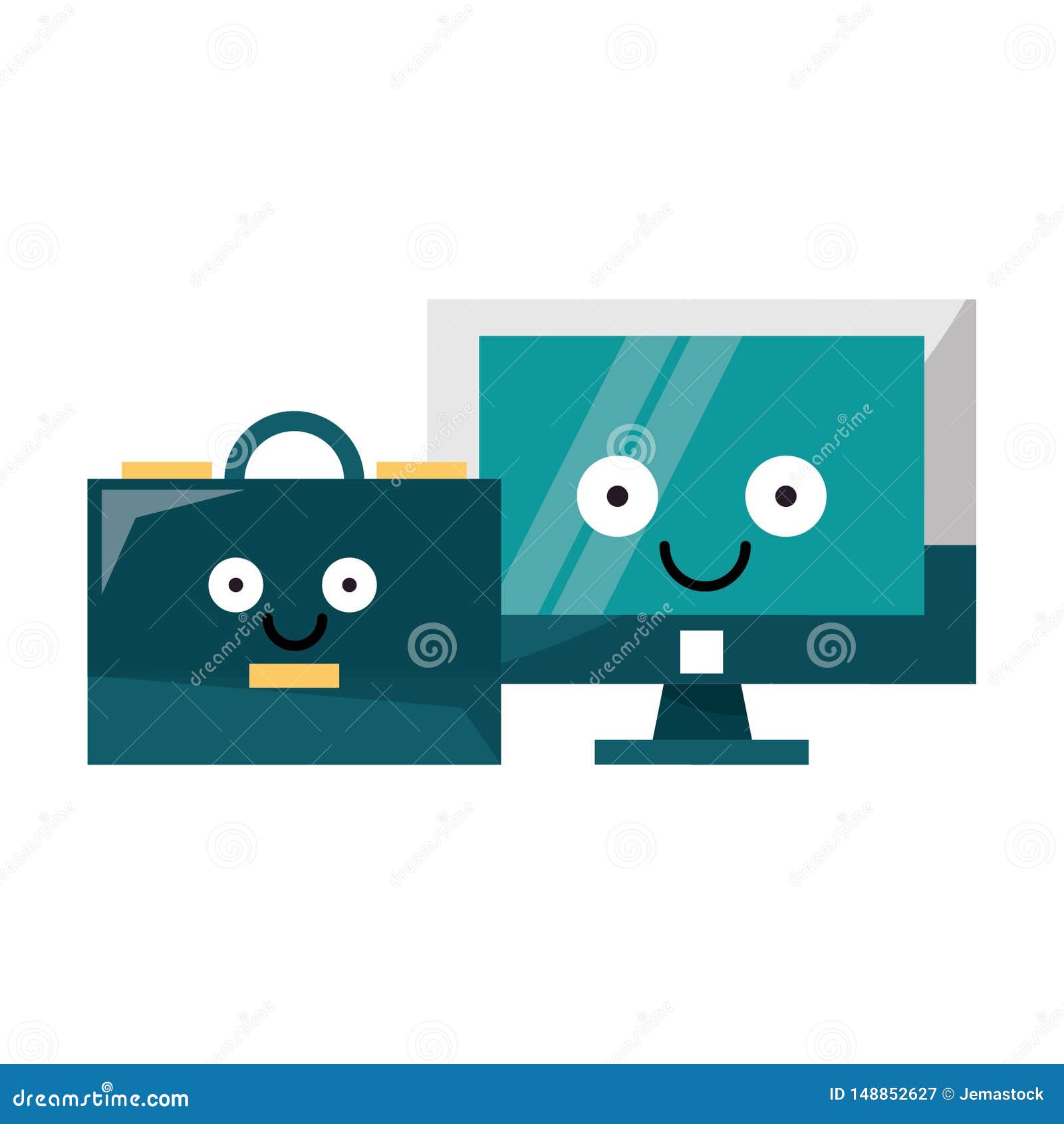 Computer Screen and Briefcase Vector Illustration Stock Vector ...