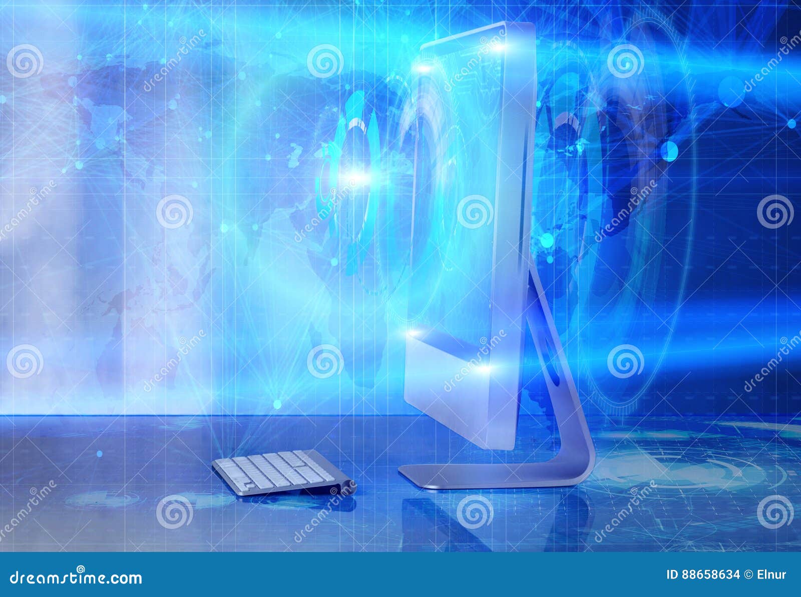 The Computer Screen in Business Concept Stock Illustration ...