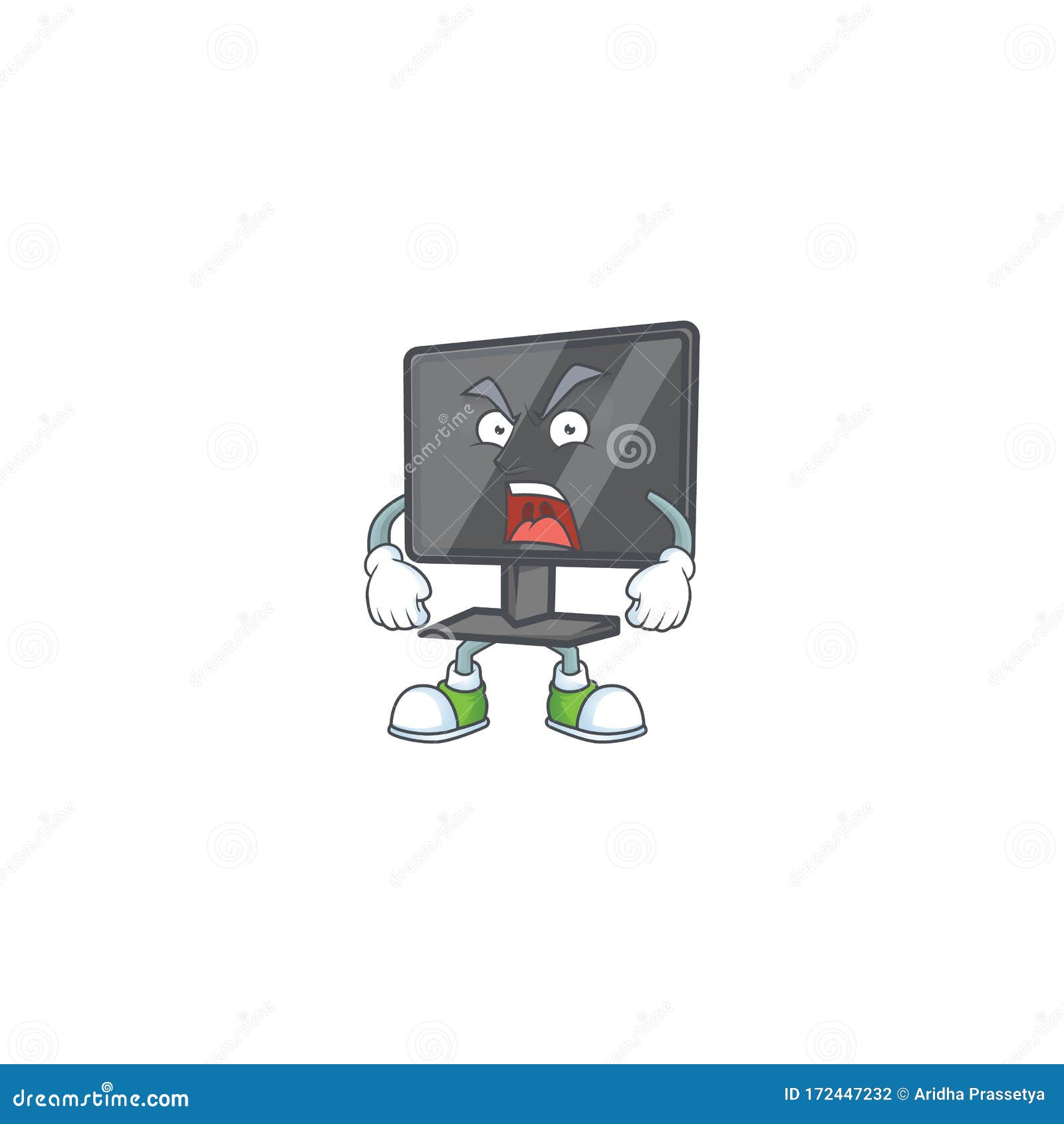 Computer Screen Cartoon Character Design with Angry Face Stock Vector ...