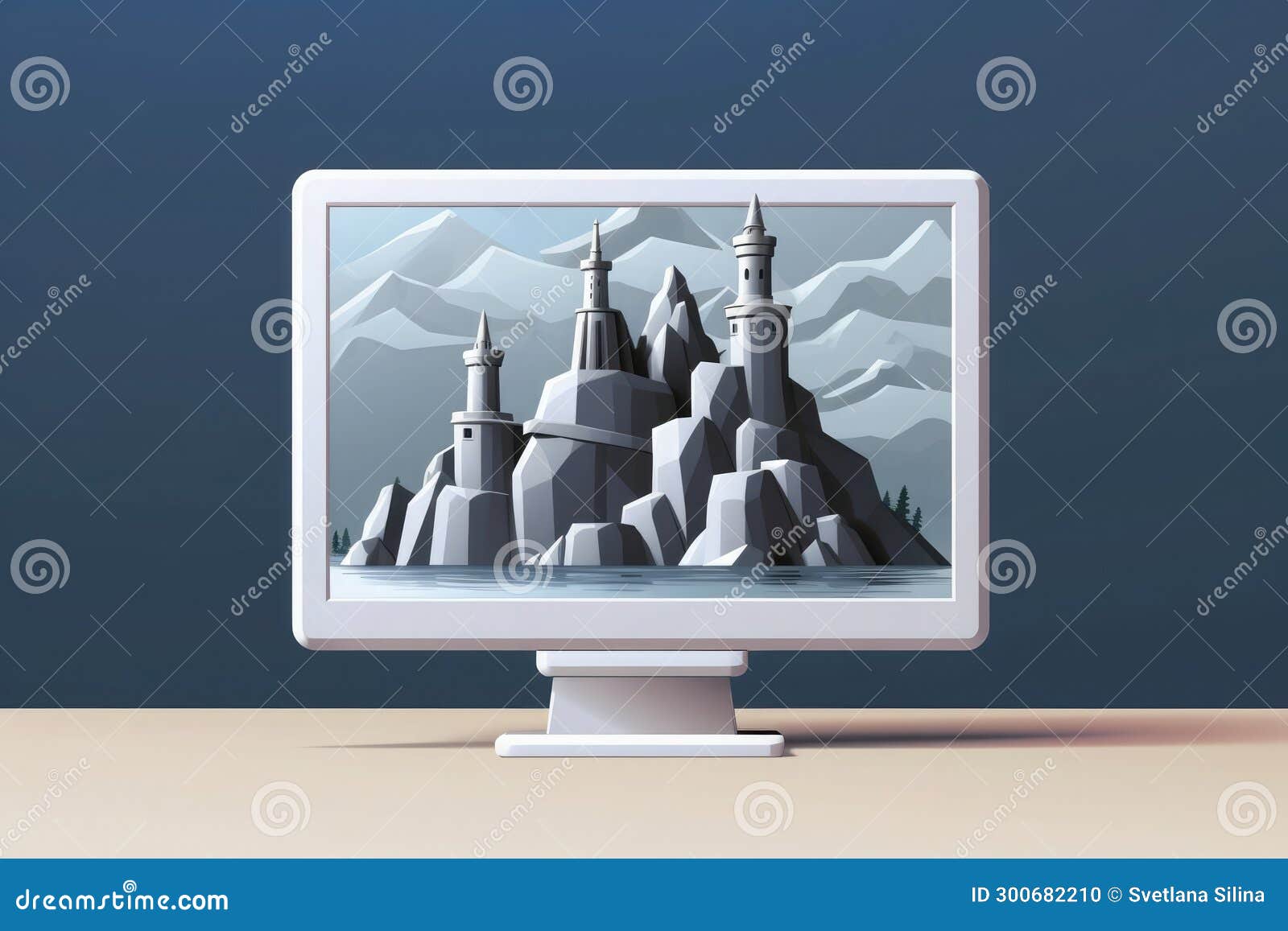 Computer Screen with Castle Image, Beautiful Computer Wallpaper Stock ...