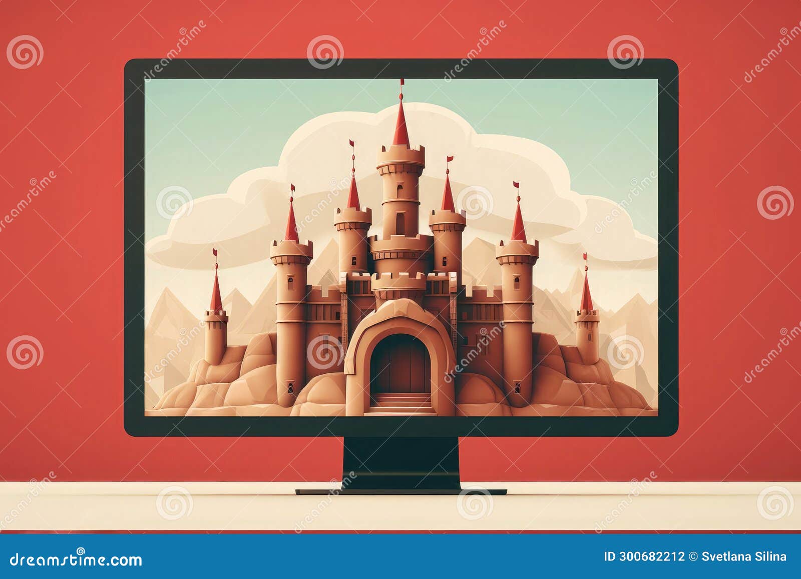 Computer Screen with Castle Image, Beautiful Computer Wallpaper Stock ...