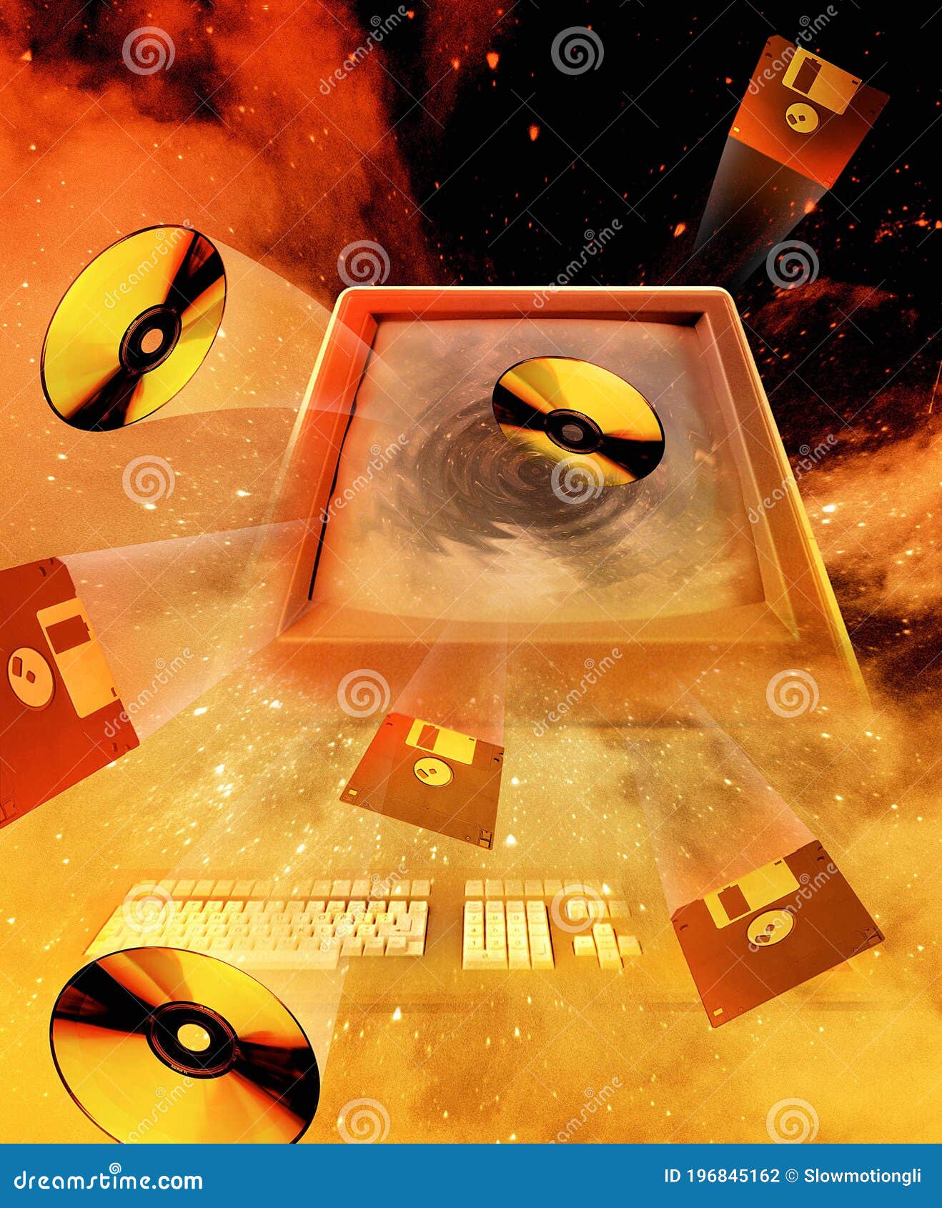 Computer Screen, Cd Rom, Dvd, Multimedia Stock Photo - Image of ...