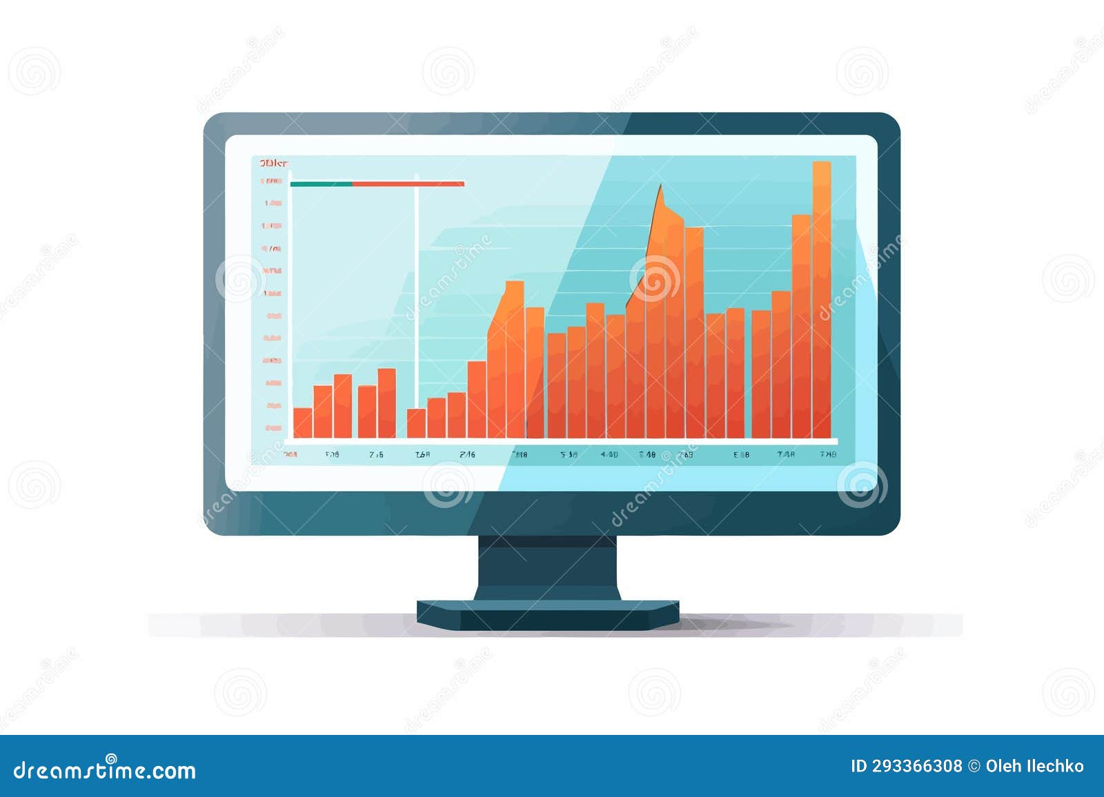 Computer Screen with Charts Windows Vector Flat Isolated Illustration ...