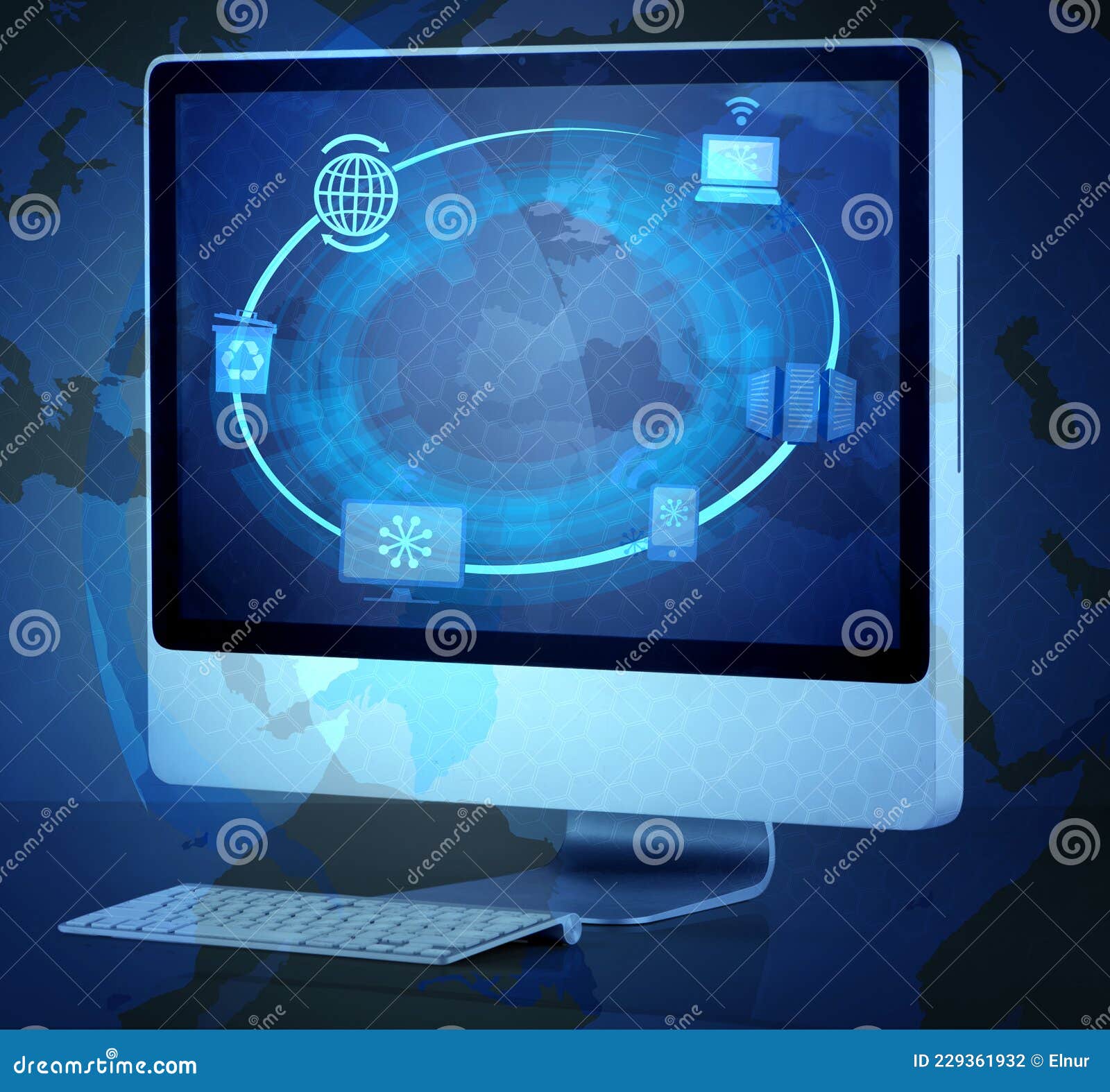 Computer Screen in Cloud Computing Concept Stock Photo - Image of ...