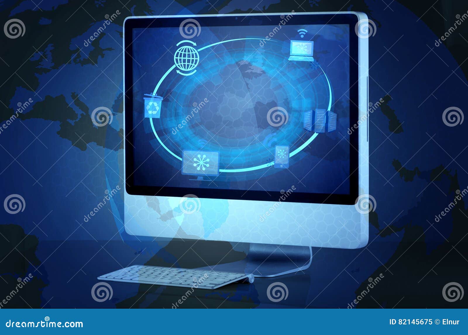 The Computer Screen in Cloud Computing Concept Stock Image - Image of ...