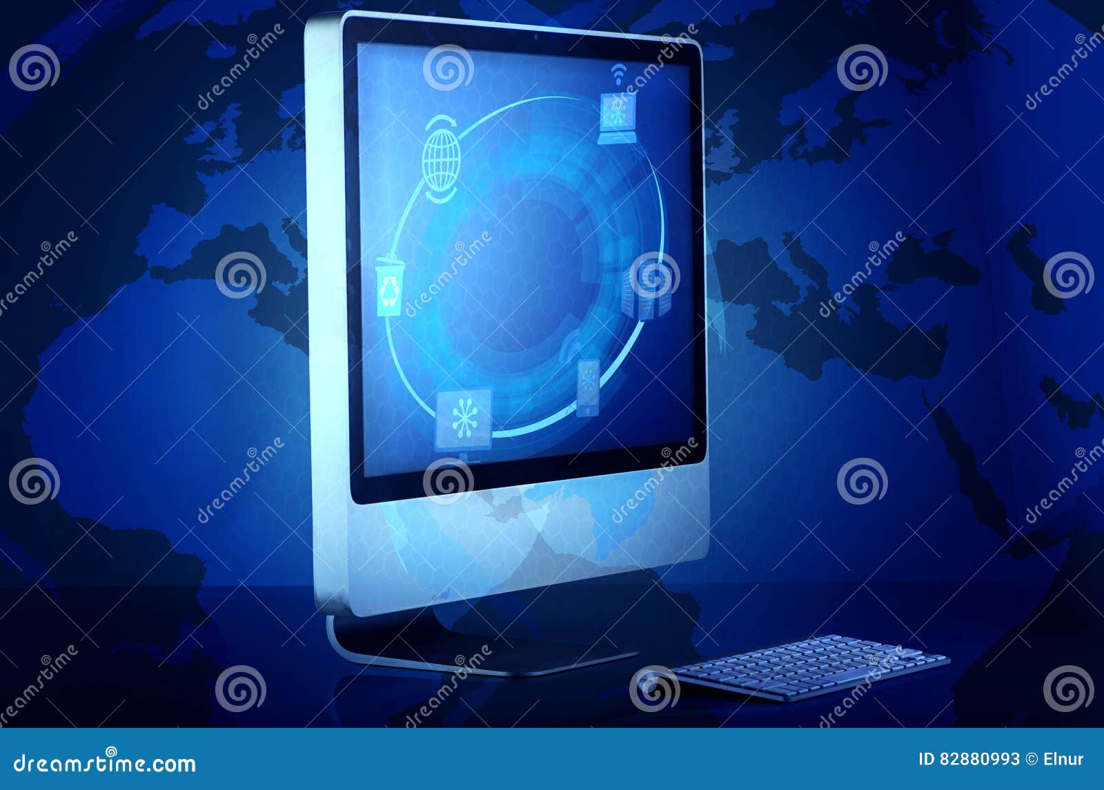The Computer Screen in Cloud Computing Concept Stock Image - Image of ...
