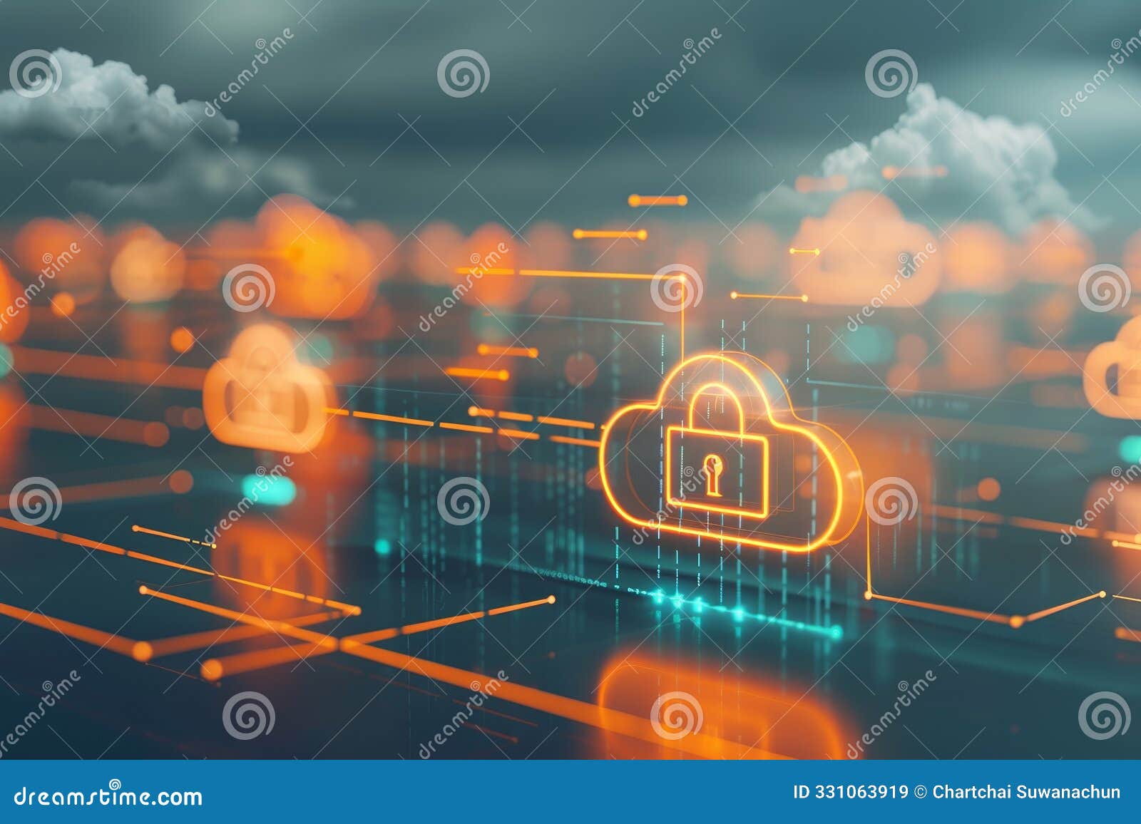 A Computer Screen with a Cloud and a Lock Symbol by AI Generated Image ...