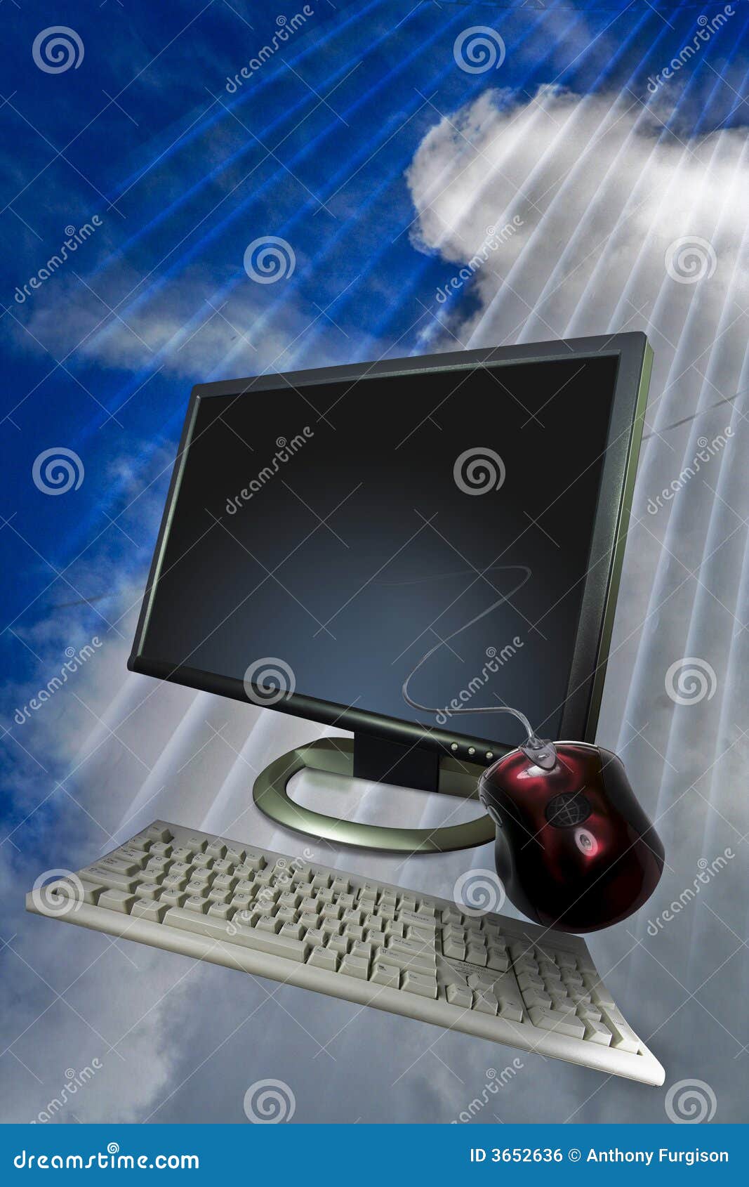 Computer screen in clouds stock photo. Image of cyberspace - 3652636