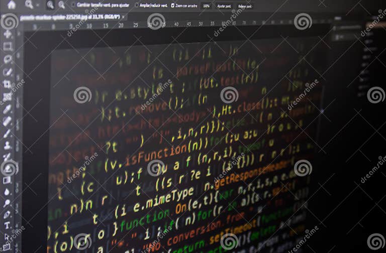 Computer Screen with Program Code. Concept of Programming and Coding ...
