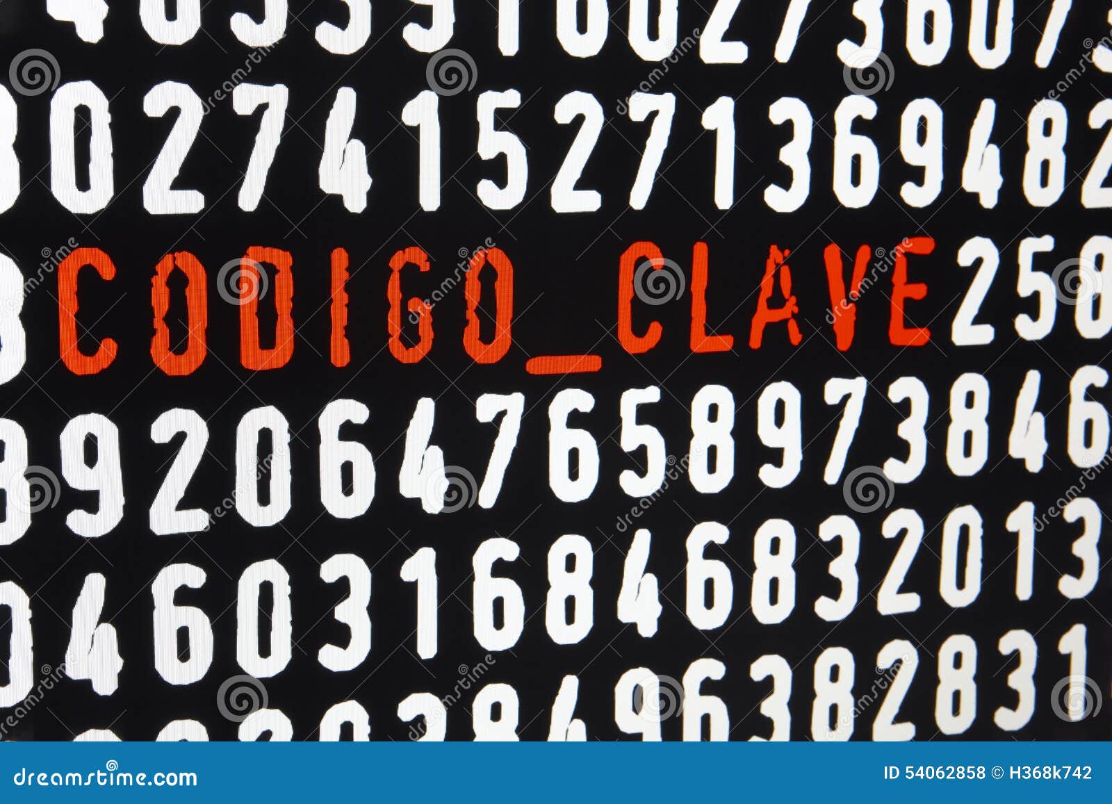 Computer Screen with Codigo Clave Text on Black Background Stock ...