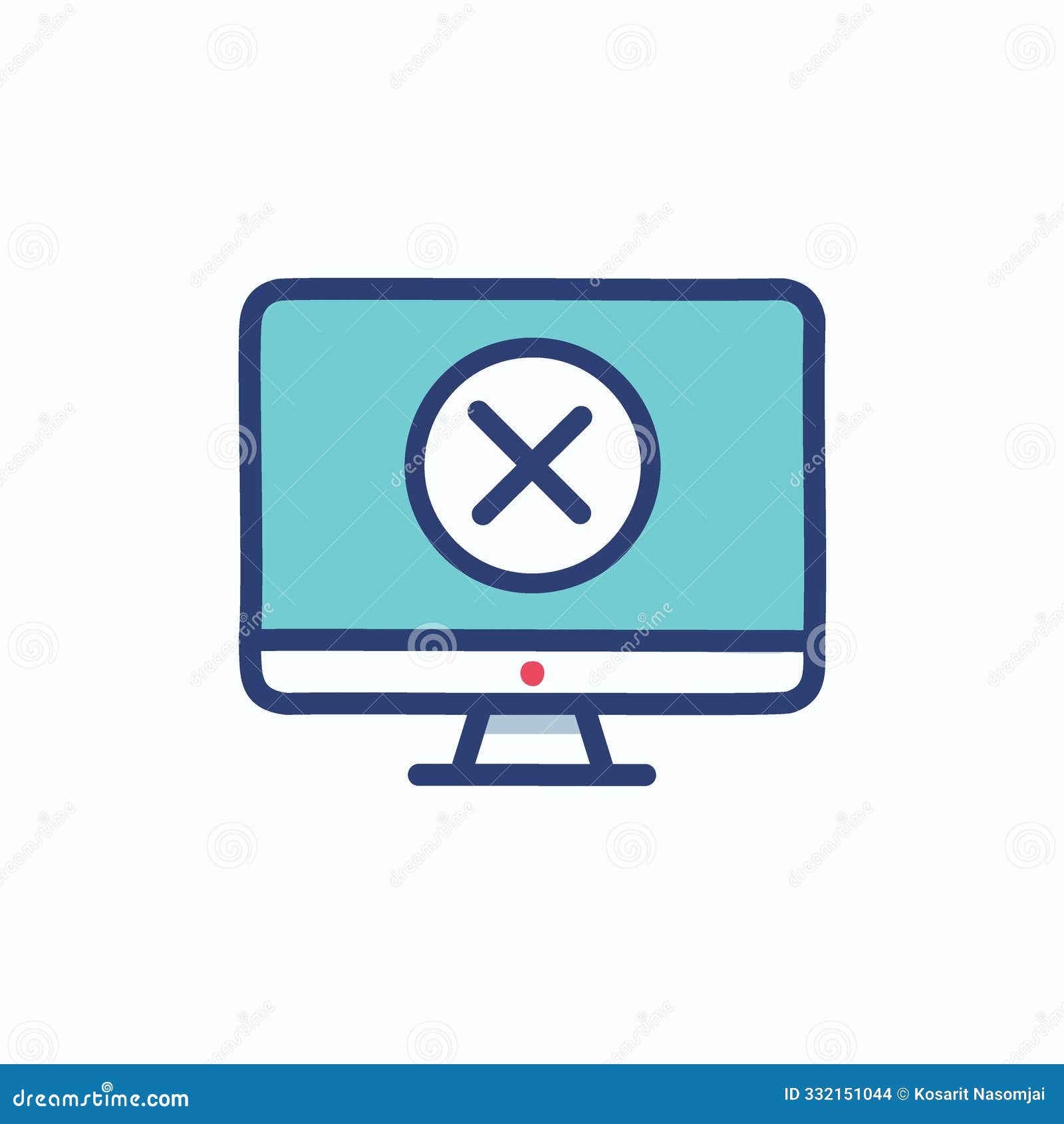 Computer Screen with Cross Icon. Simple Vector Icon of a Computer ...