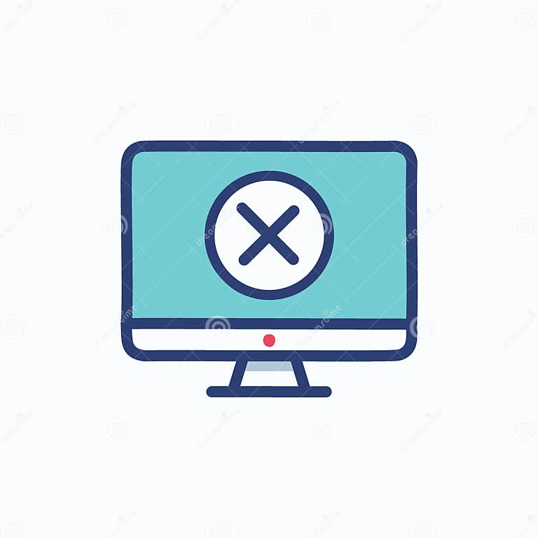 Computer Screen with Cross Icon. Simple Vector Icon of a Computer ...
