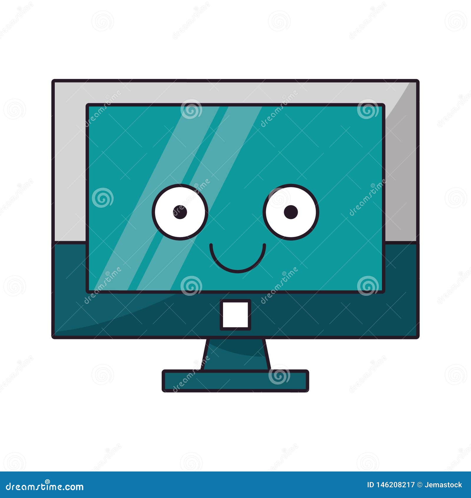 Computer Screen Cute Cartoon Stock Vector - Illustration of eyes ...