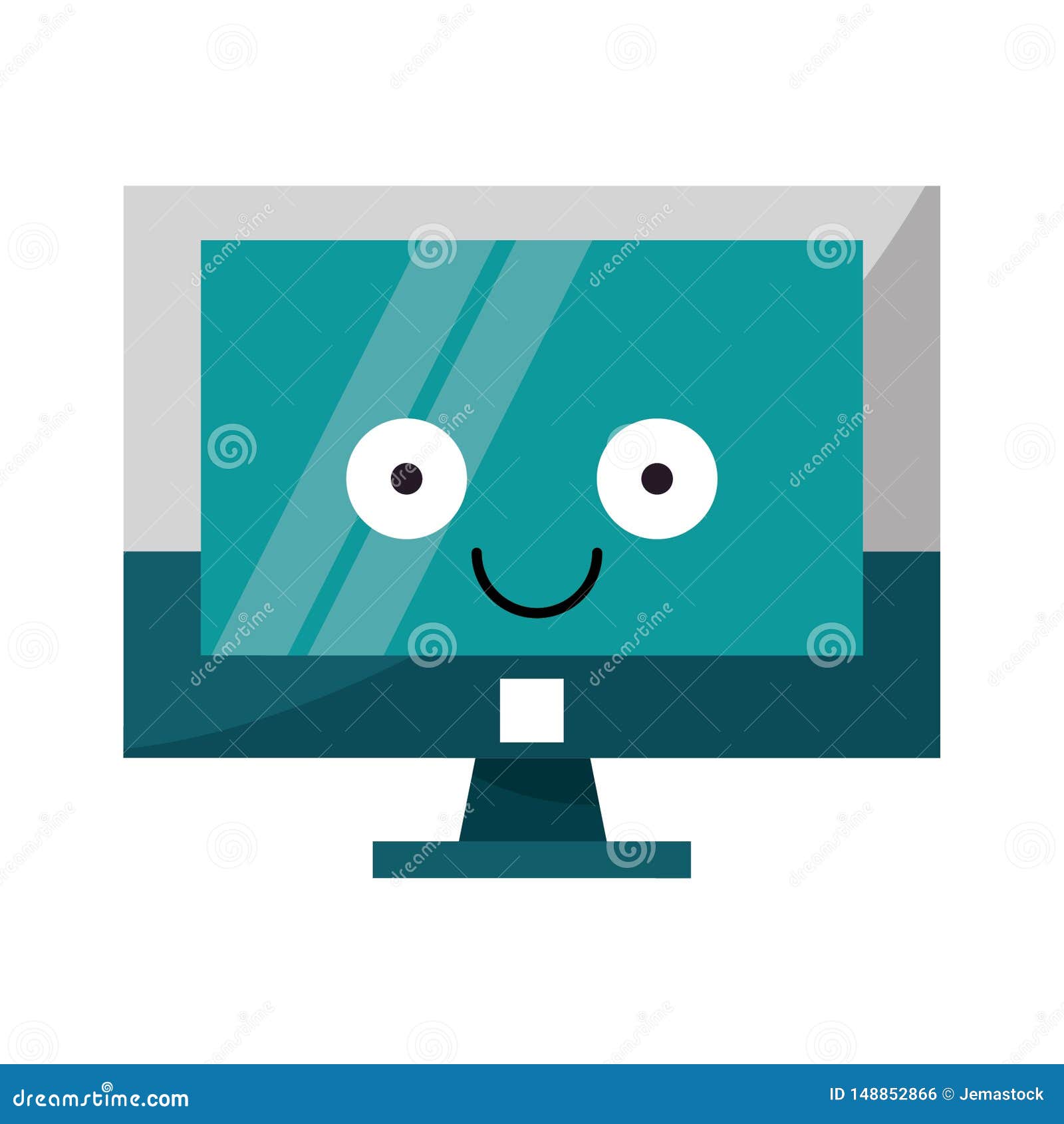 Computer Screen Cute Cartoon Vector Illustration Stock Vector ...