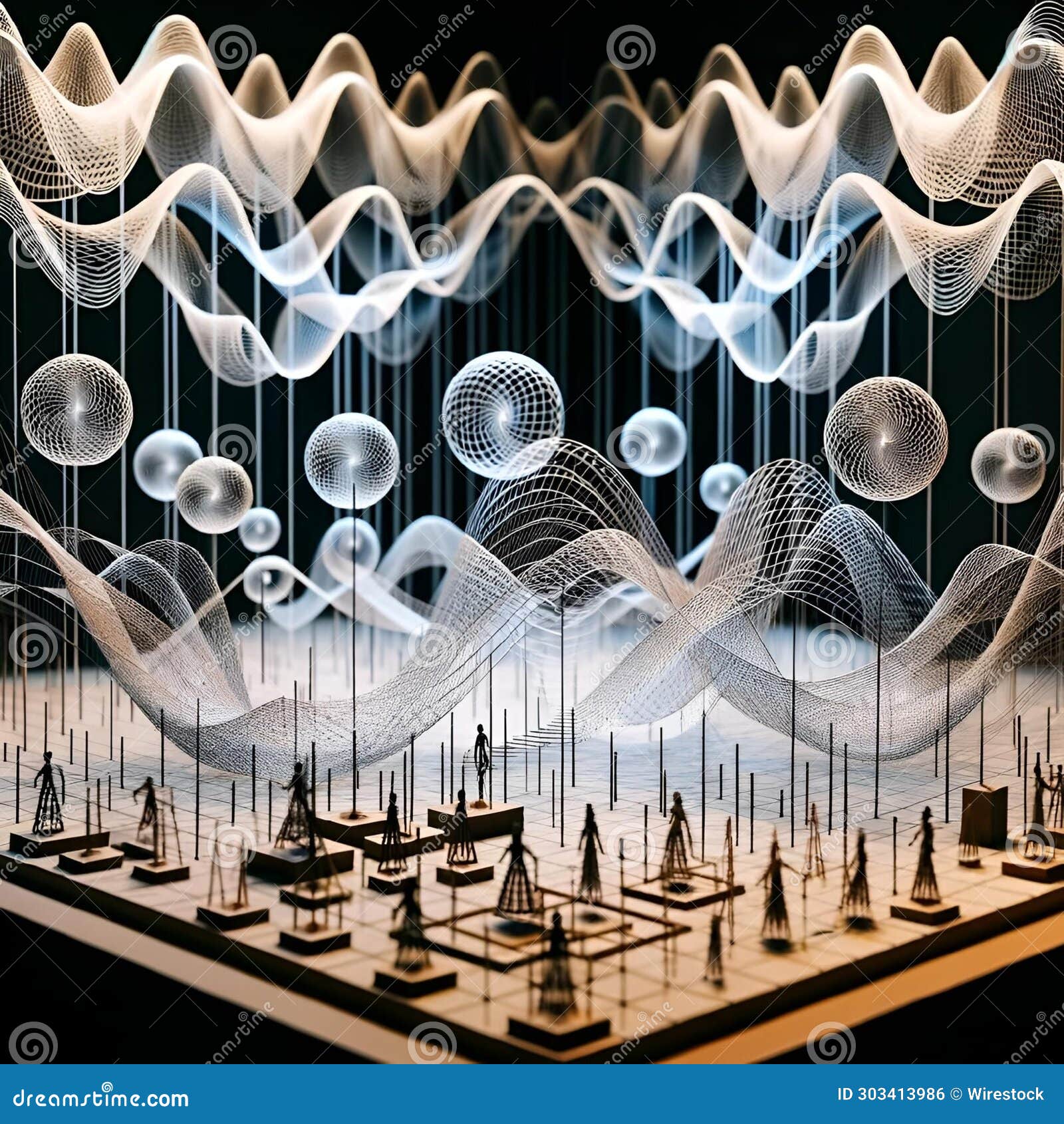 A Computer Screen with a Design Made from Different Shapes of Wire ...