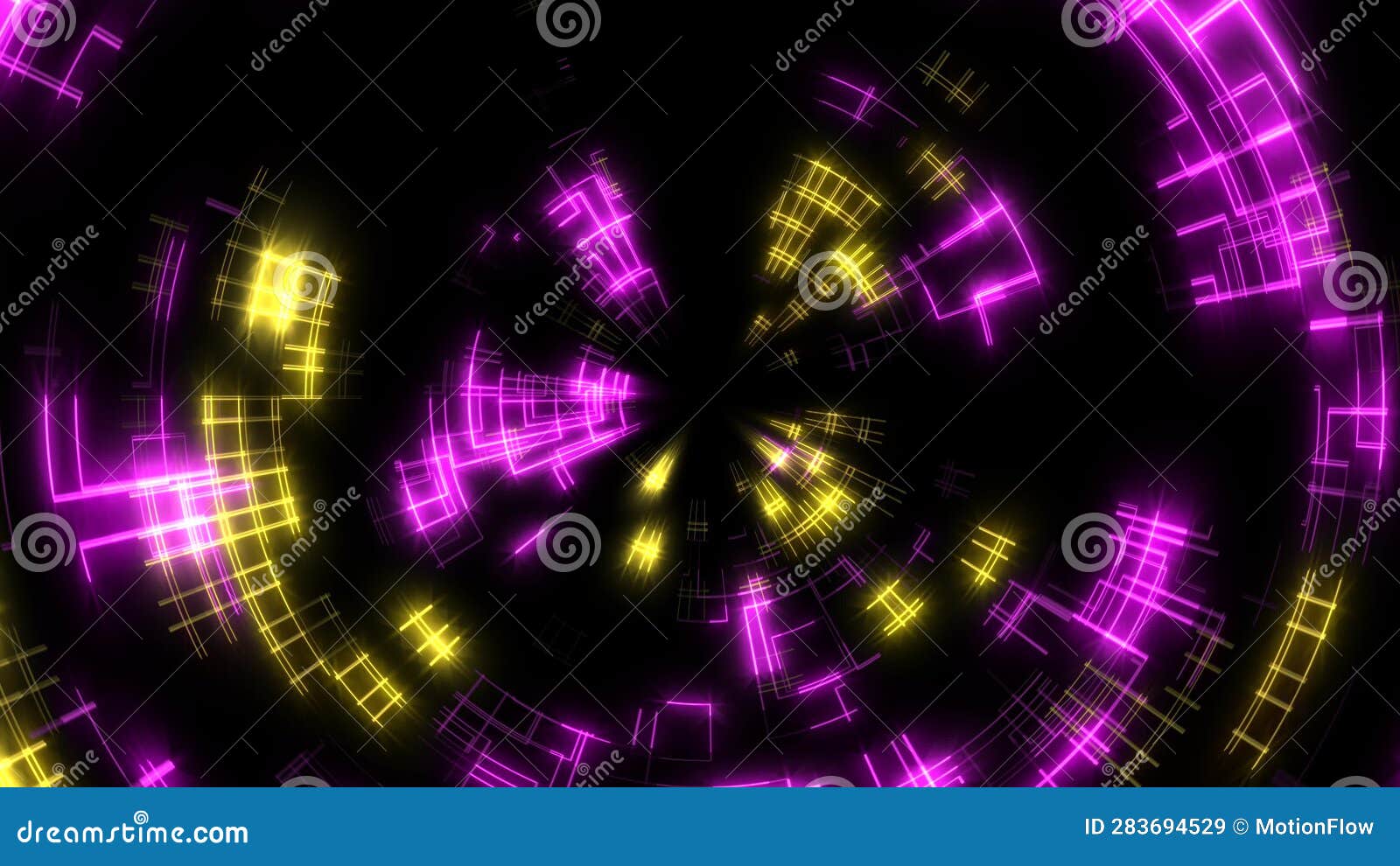 Computer Screen with Digital Neon Led Lines and HUD Elements with ...