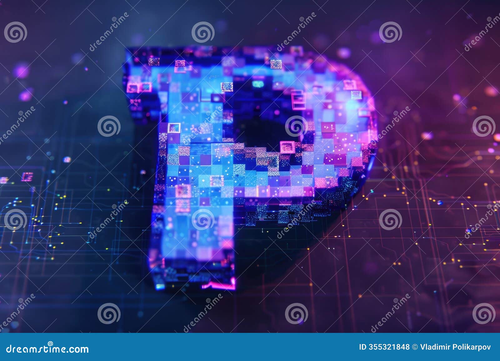 Computer Screen Display Showing Pixel Letter P Stock Photo - Image of ...