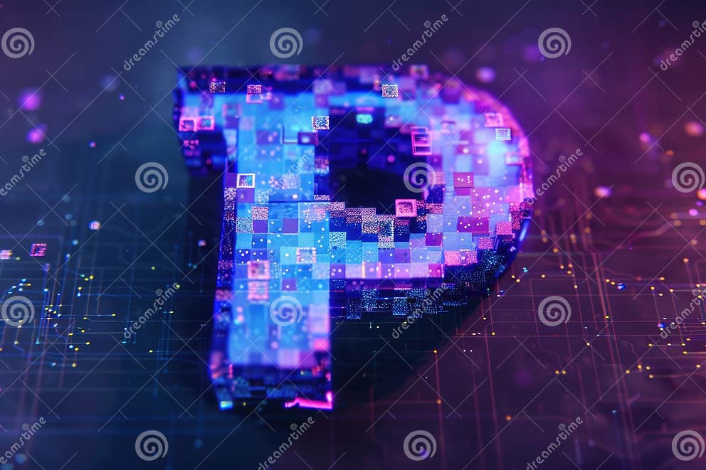 Computer Screen Display Showing Pixel Letter P Stock Photo - Image of ...