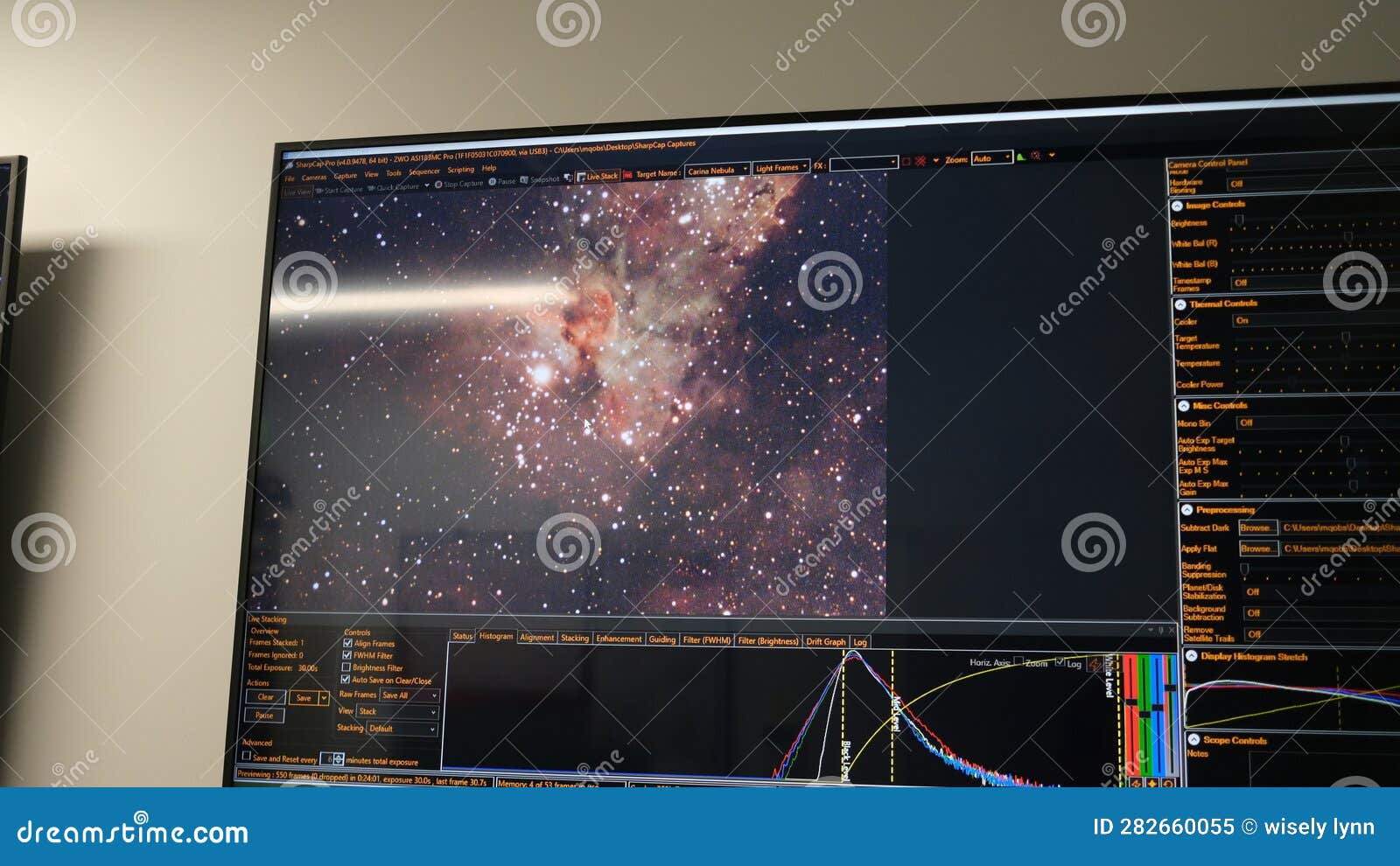 Computer Screen with a Display of the Stars in the Sky To Study and ...