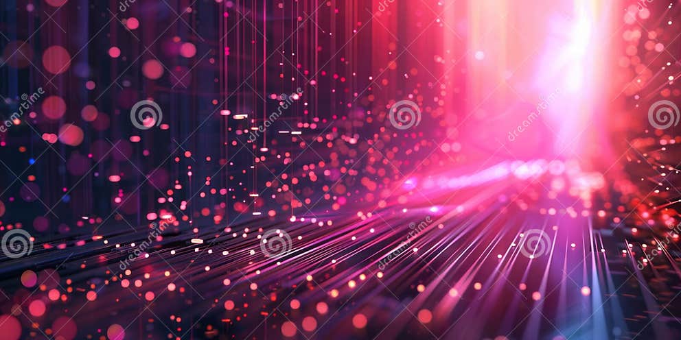 A Computer Screen Displayed Against a Backdrop of Bright Lights ...