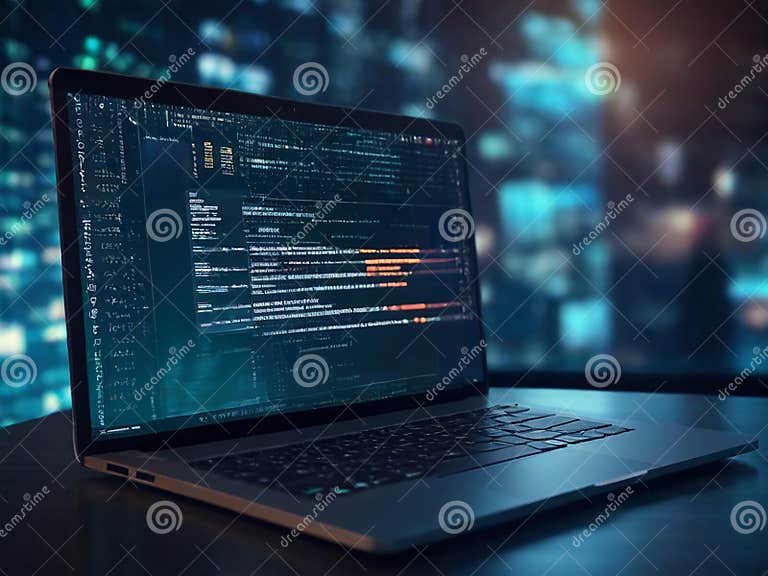 Computer Screen Displaying Application Coding Code Stock Illustration - Illustration of coding ...