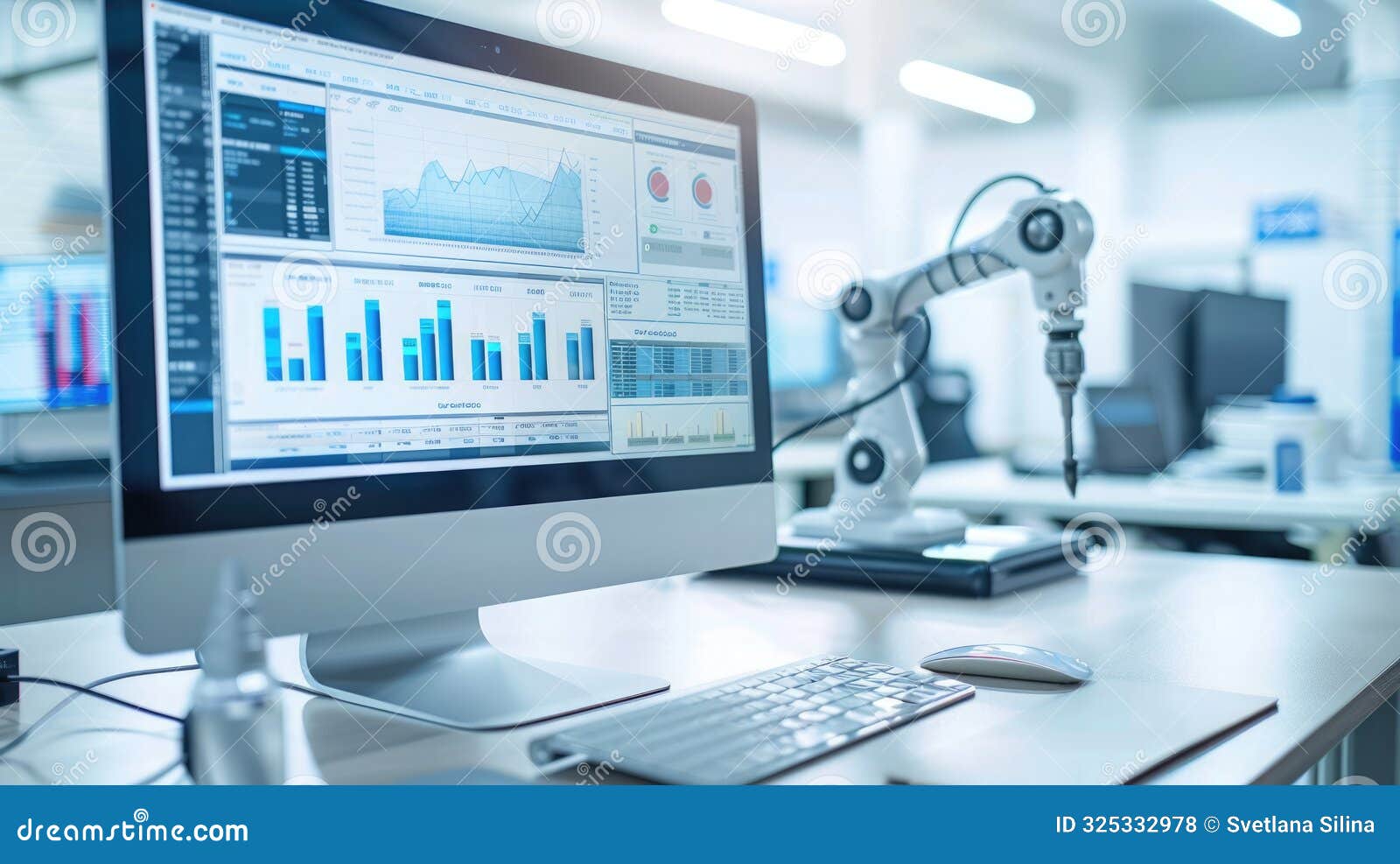 Computer Screen Displaying Automation Statistics Report with a Robotic ...