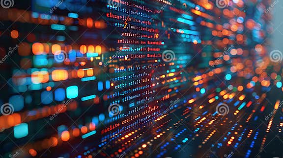 Blurry Computer Screen with Colorful Lights Stock Illustration ...