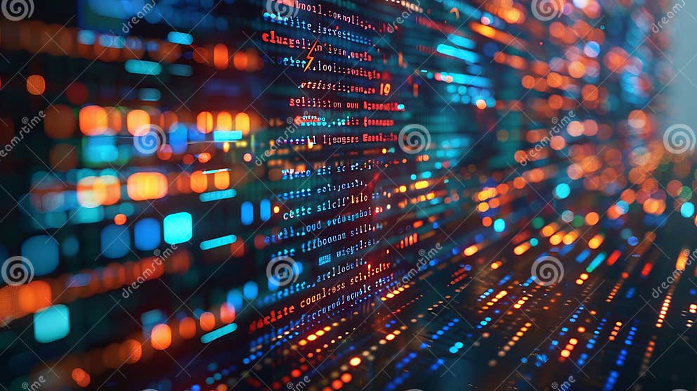 Blurry Computer Screen with Colorful Lights Stock Illustration ...