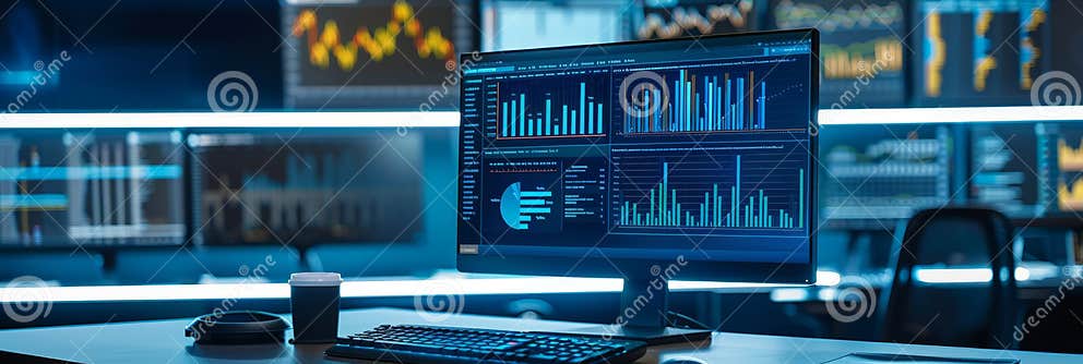 Computer Screen Displaying a Clean, Intuitive Network Monitoring Dashboard with Real-time Data ...