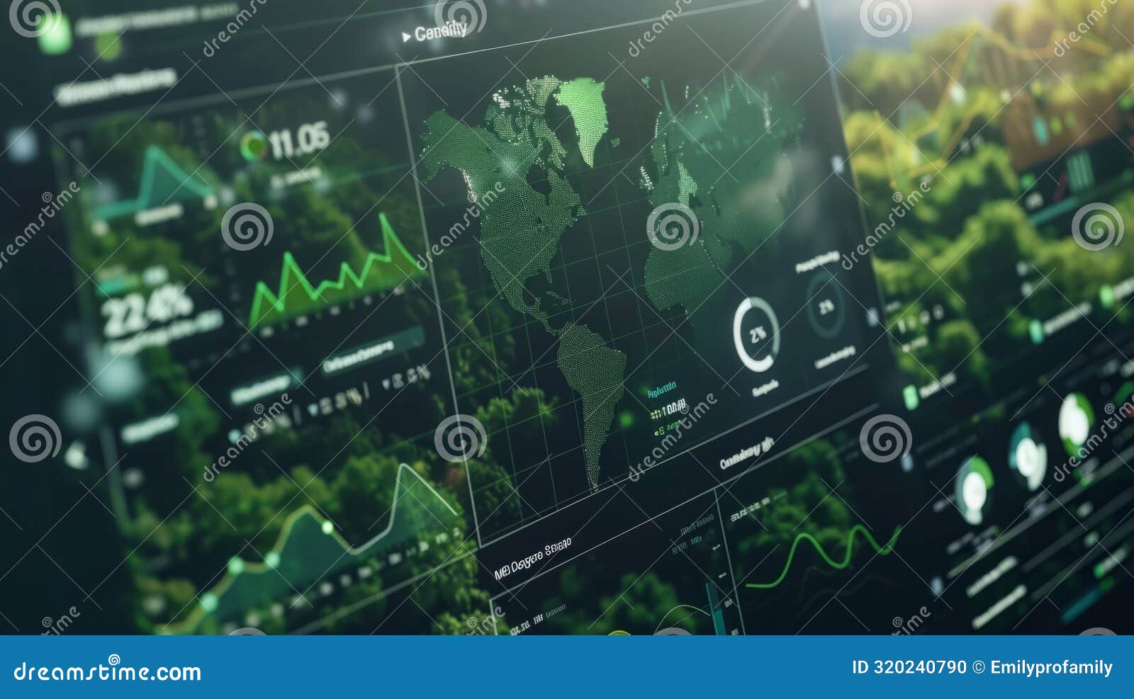 Computer Screen Showing World Map Stock Photo - Image of navigation ...