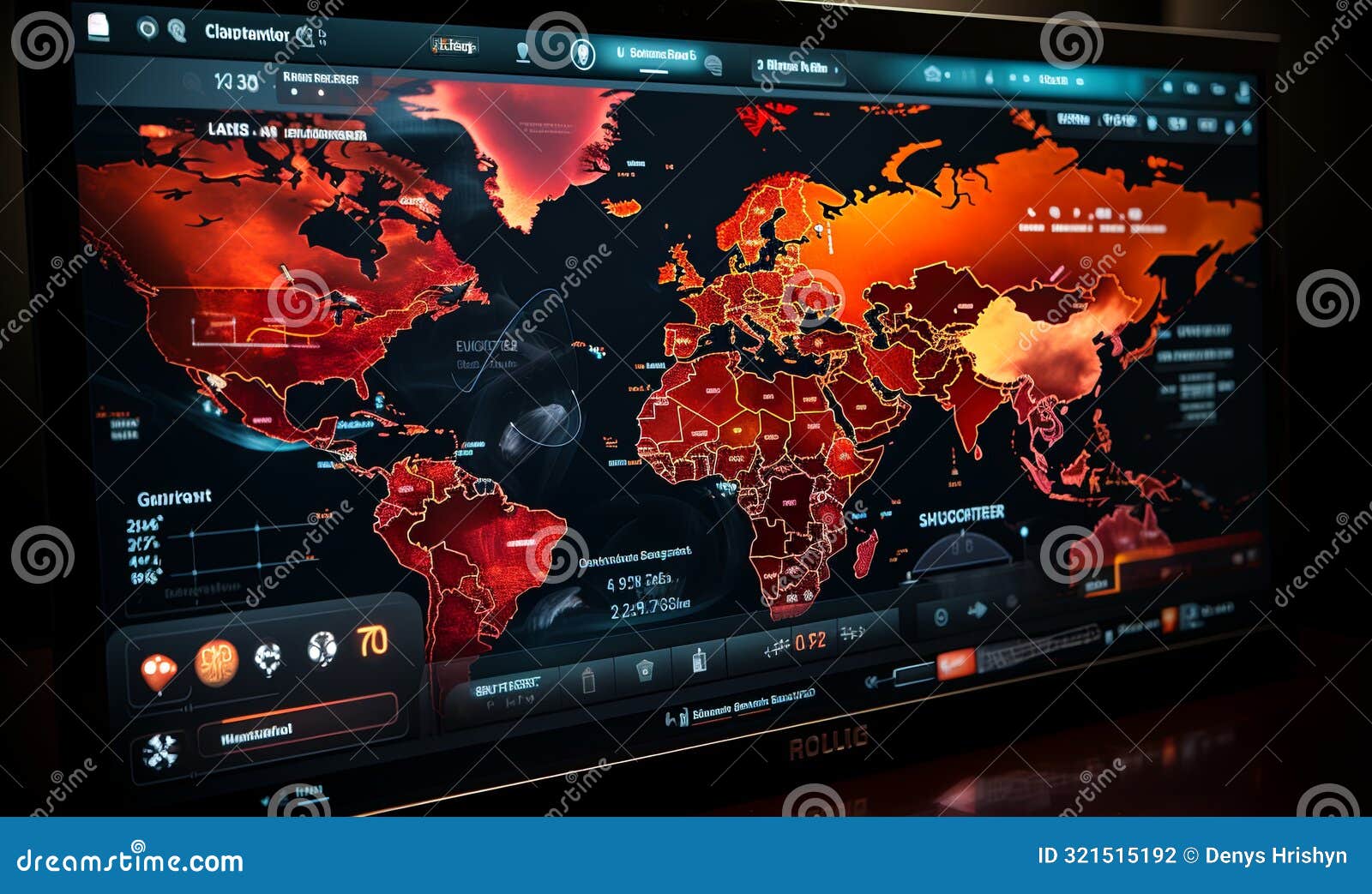 Computer Screen Showing World Map Stock Photo - Image of world, digital ...