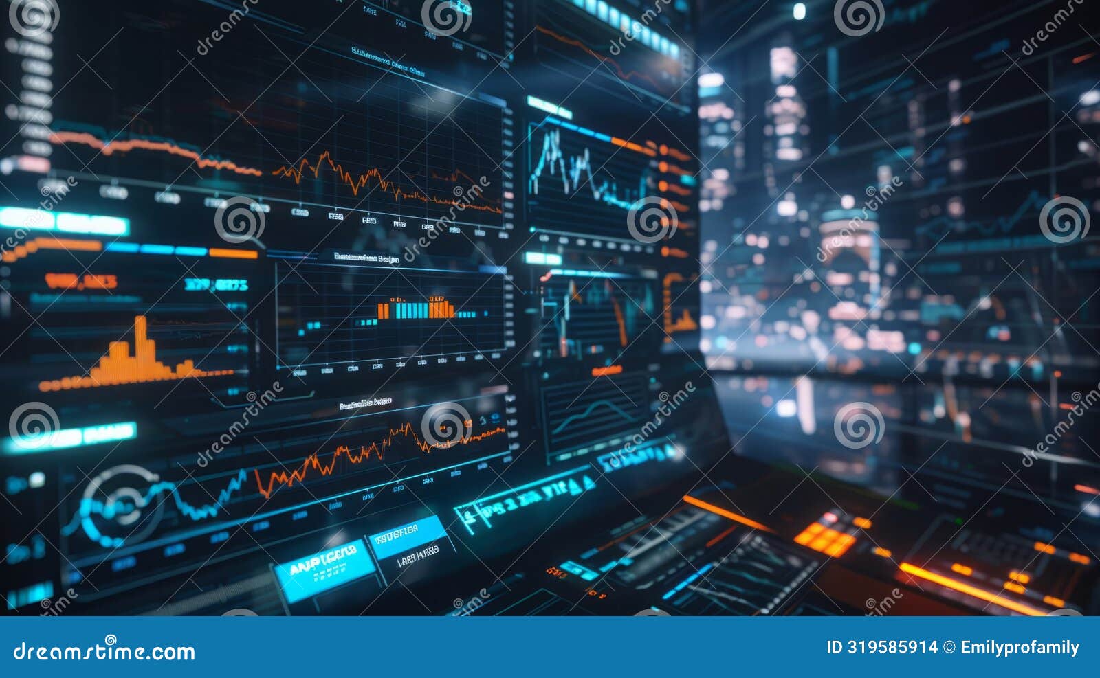 Computer Screen Displaying Extensive Data Analysis Stock Photo - Image ...