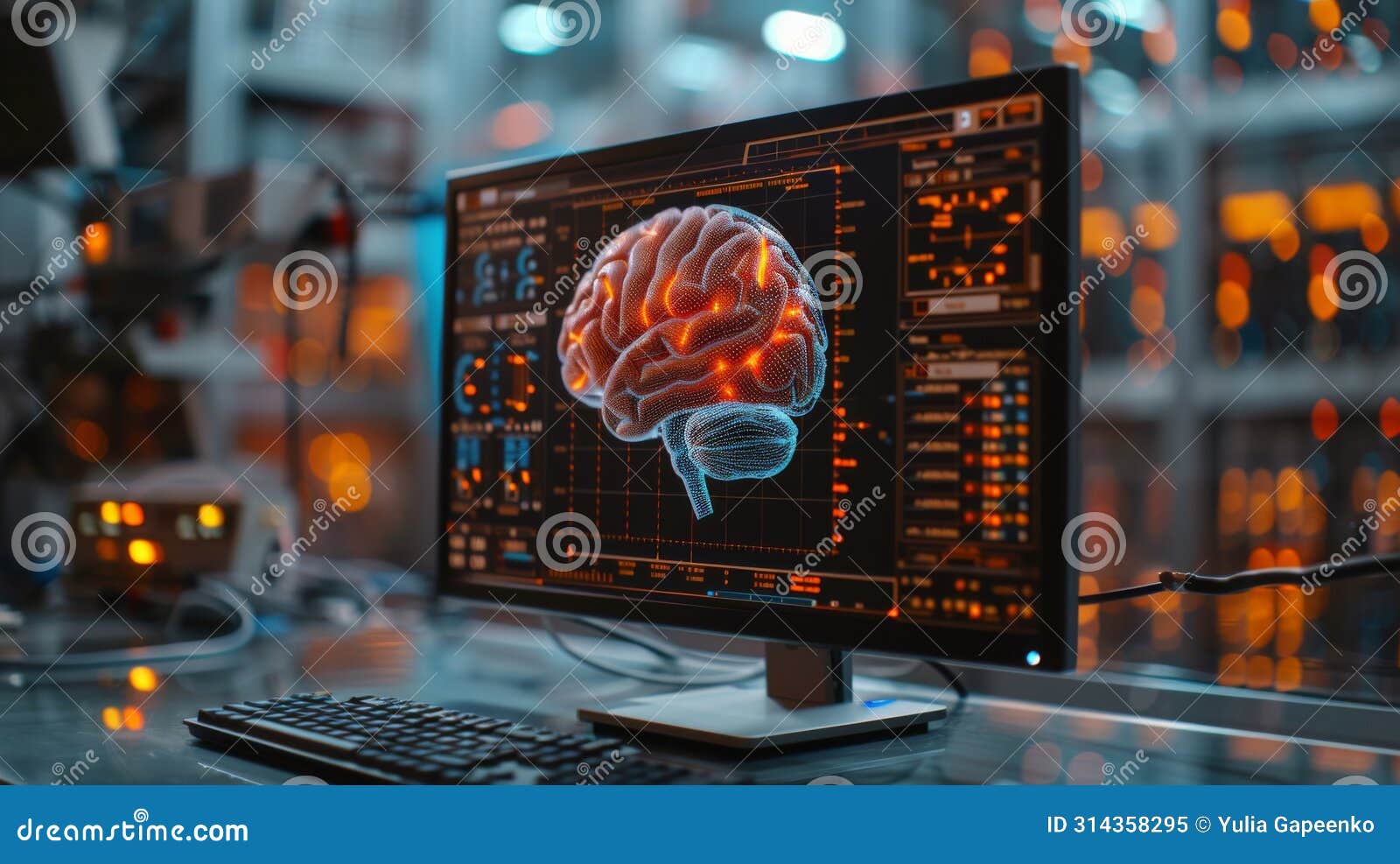 Computer Screen Displaying Human Brain Stock Image - Image of medical ...