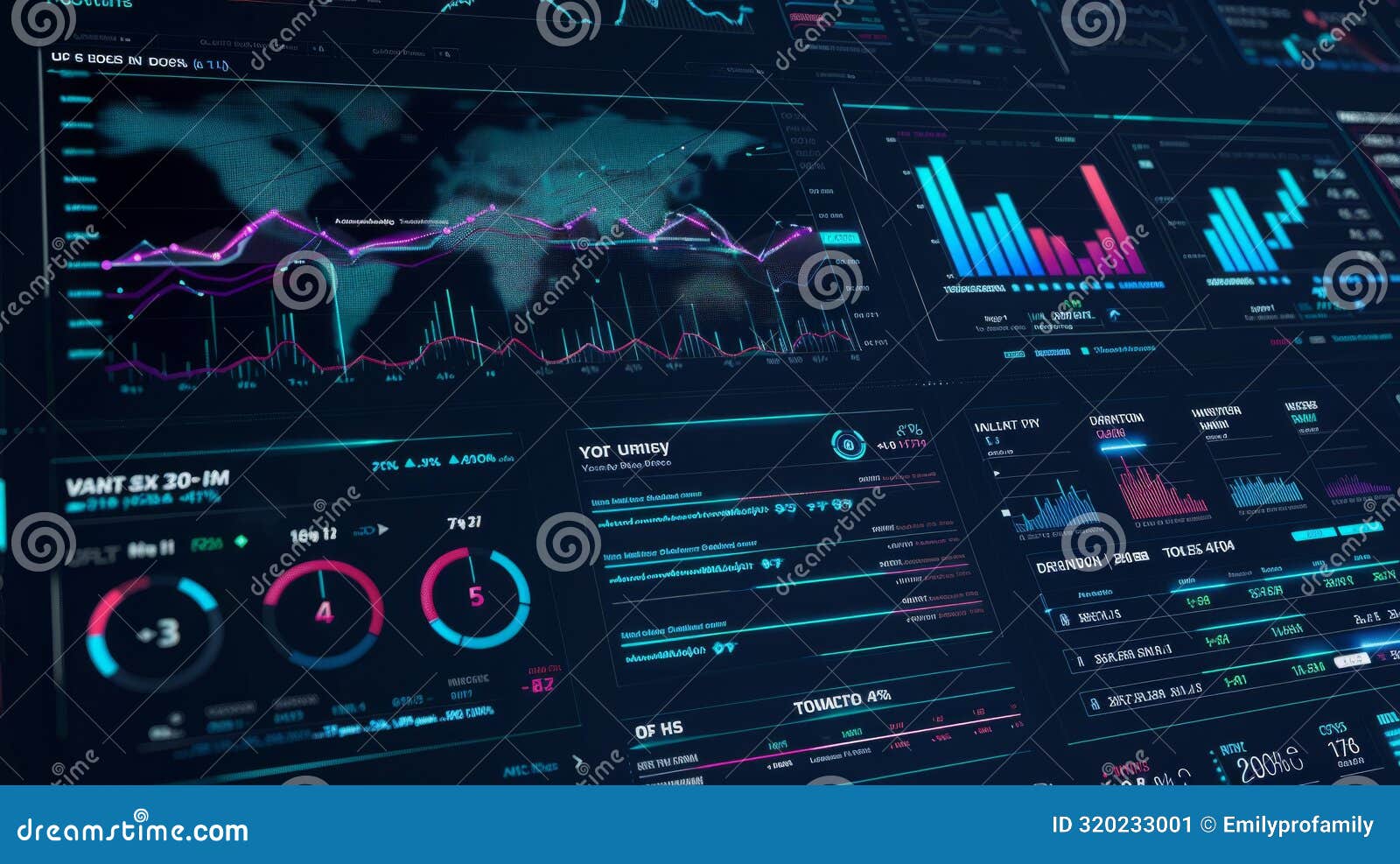 Data-Intensive Computer Screen in Dark Stock Image - Image of details ...