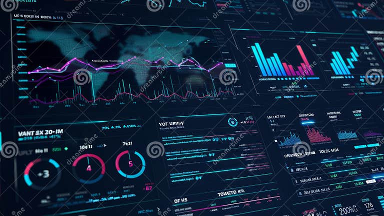 Data-Intensive Computer Screen in Dark Stock Image - Image of details, patterns: 320233001