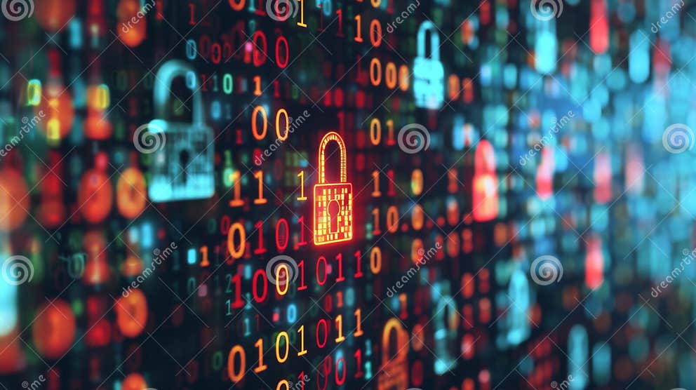 Secure Computer Screen with Lock Stock Photo - Image of encrypted ...