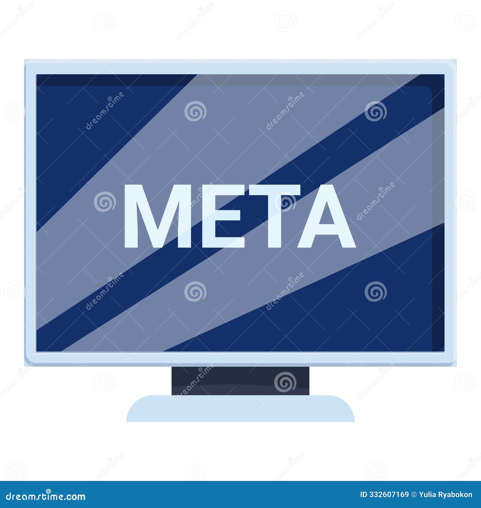 Computer Screen Displaying Meta Logo on Blue Background Stock ...