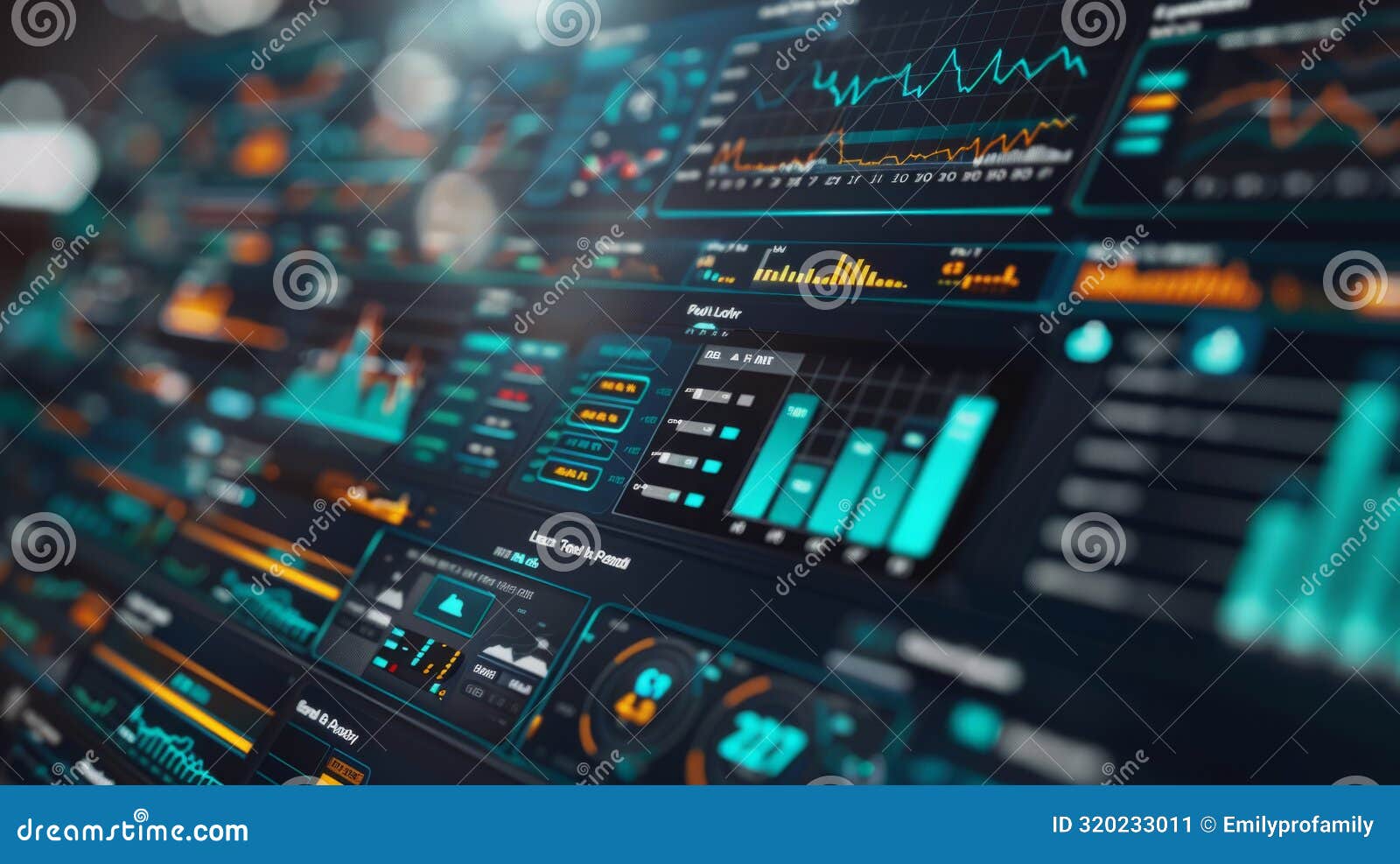 Multifaceted Data Display on Computer Screen Stock Image - Image of ...