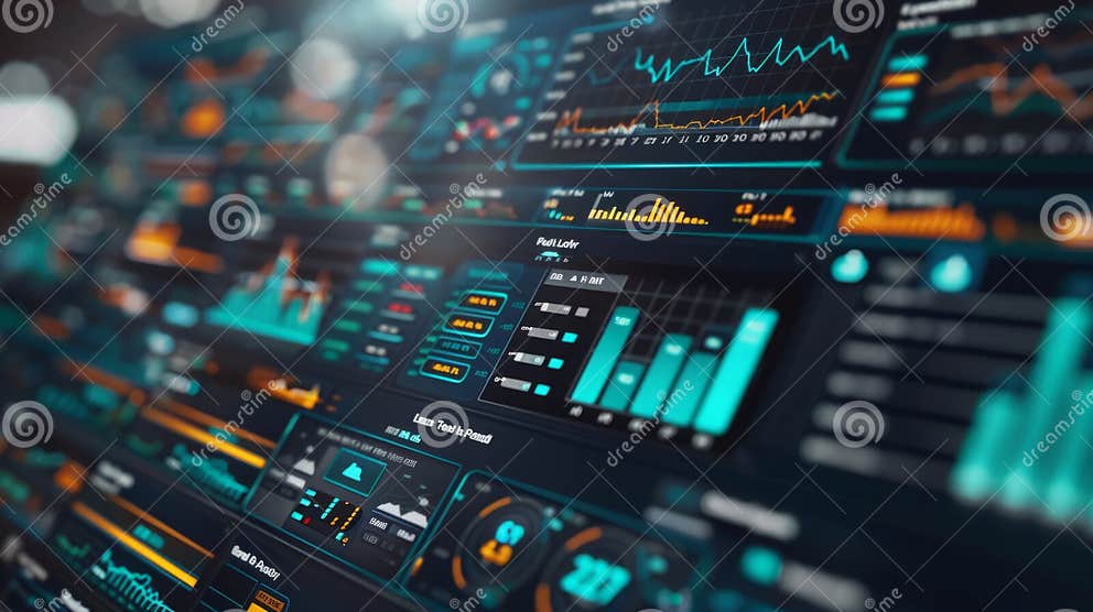 Multifaceted Data Display on Computer Screen Stock Image - Image of ...