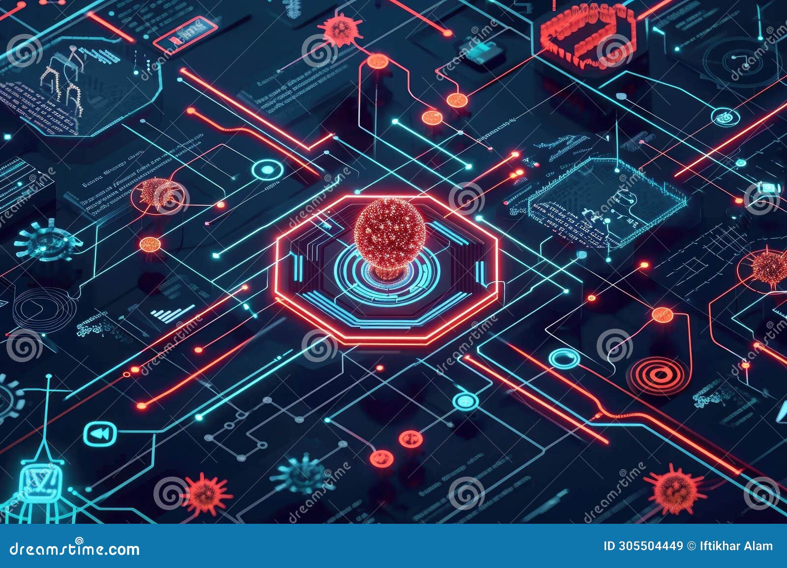 A Computer Screen Displaying a Red Light Indicator, Signaling an Active ...