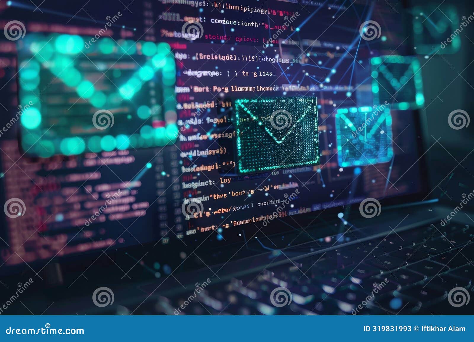 A Computer Screen Displaying Various Email Icons Indicating Messages ...