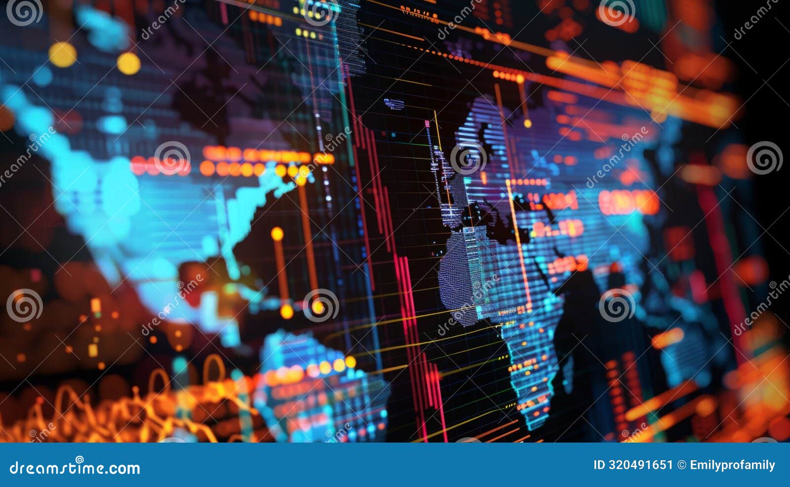 Computer Screen Displaying World Map Stock Image - Image of borders ...