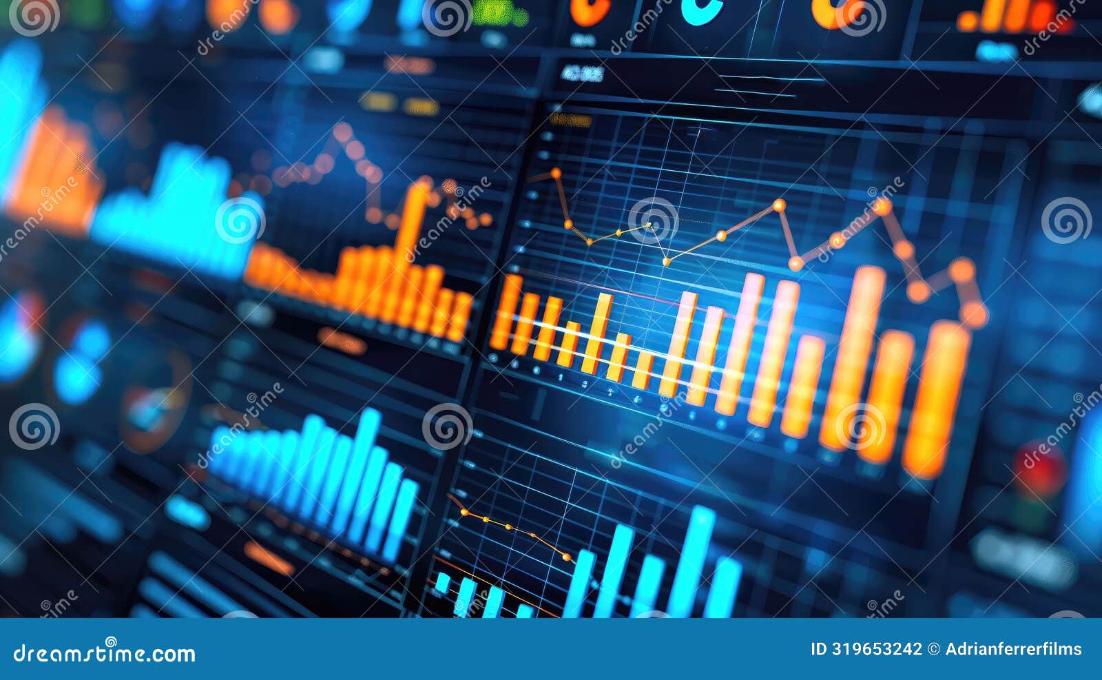 A Computer Screen Displays a Number of Graphs and Charts Stock Photo ...