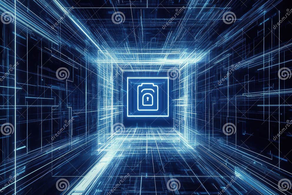 A Computer Screen Displays a Prominent Lock Icon within a Digital ...