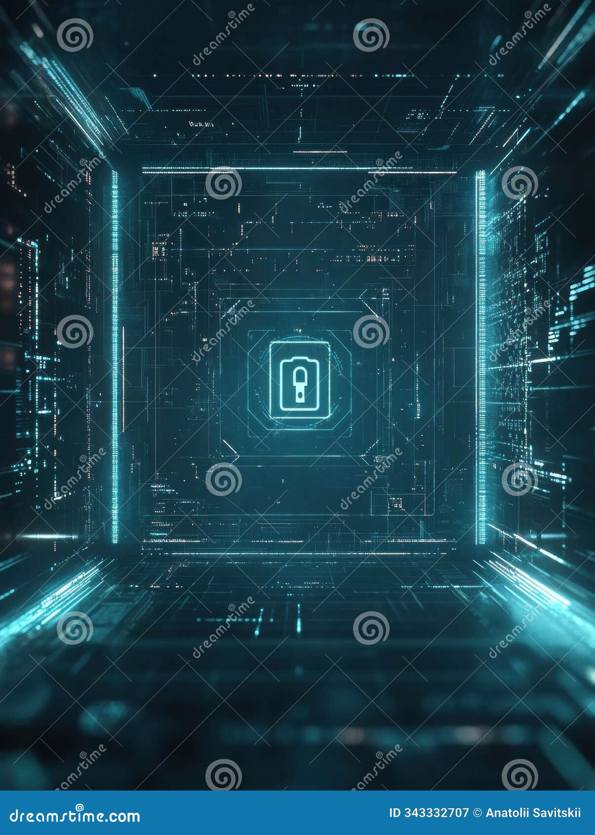 A Computer Screen Displays a Prominent Lock Icon, Symbolizing Digital ...