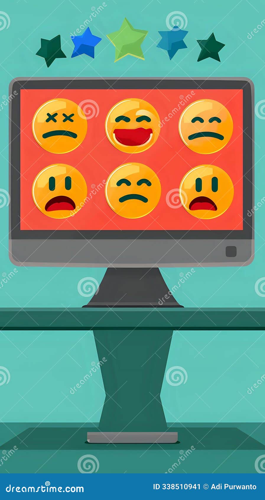 A Computer Screen Displays Various Emoticons Representing Different ...